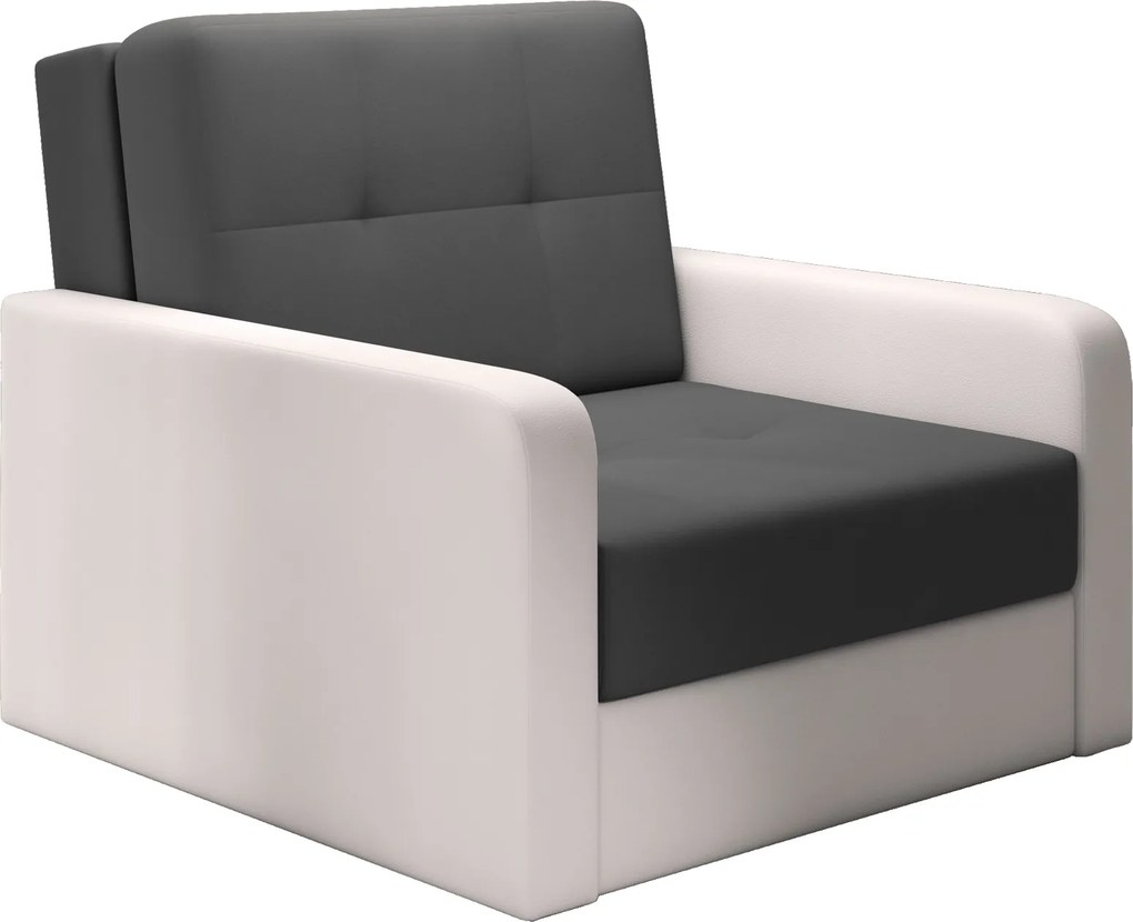 IDZ Pohovka TOP I, 104 cm Barva látky: Tmavě šedá a bílá Eko kůže (Bahama 35 + Soft 17)
