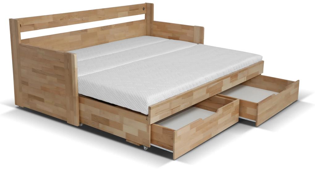 Rozkládací postel Kvadro C Zvolte možnost matrace: S matrací, Barva dřeva: Rustikální