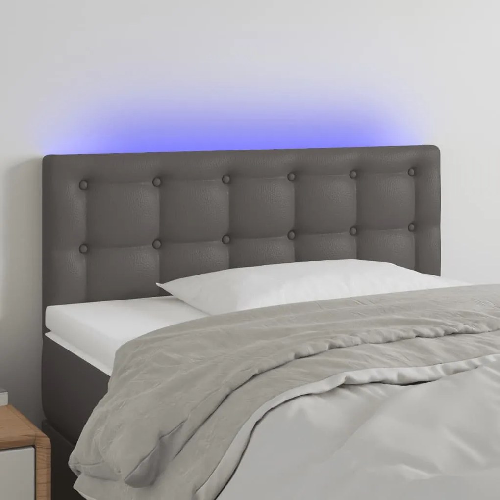 Čelo postele s LED šedé 100x5x78/88 cm umělá kůže 3121700