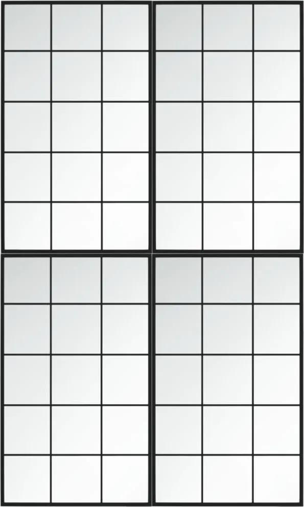 vidaXL Nástěnná zrcadla 4 ks černá 100 x 60 cm kov [3189037]
