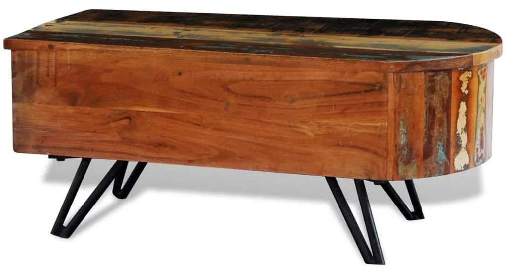 Konferenční stolek s železnými nohami masivní recyklované dřevo - Default Title