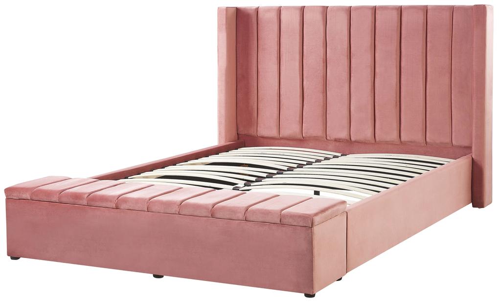 Manželská postel 180 cm NAIROBI (textil) (růžová) (s roštem). 1022813