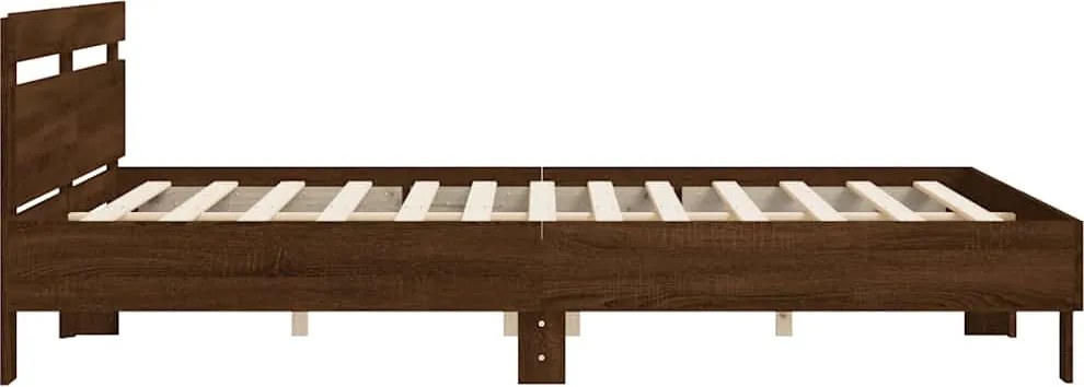 Rám postele s čelem hnědý dub 200 x 200 cm kompozitní dřevo 3207398