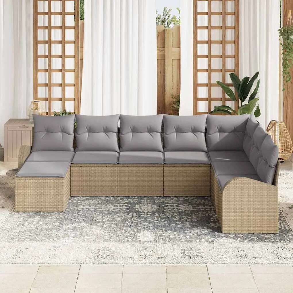 Set pohovek 8 ks Beige a světle šedá polyratan 3354829