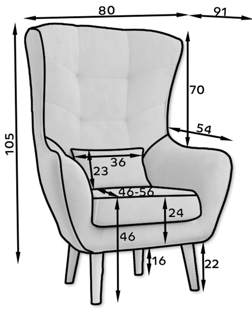 Eltap Křeslo ušák Arti 1F Materiál a barva potahu: Monolith 09 - světle hnědá