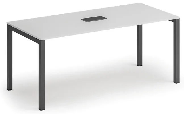Jednací stůl PRIMO SQUARE, 180x80 cm, bílá + stolní zásuvka TYP II, černá