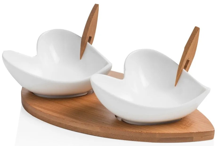 Bílé porcelánové/bambusové servírovací misky v sadě 2 ks Appetizers – Brandani