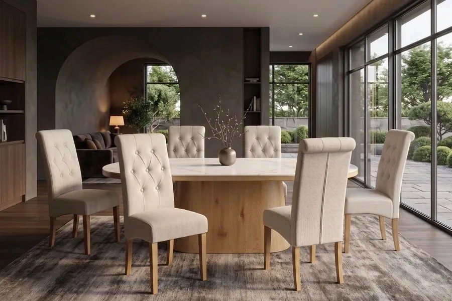 Designová jídelní židle Eileithya béžová / dub