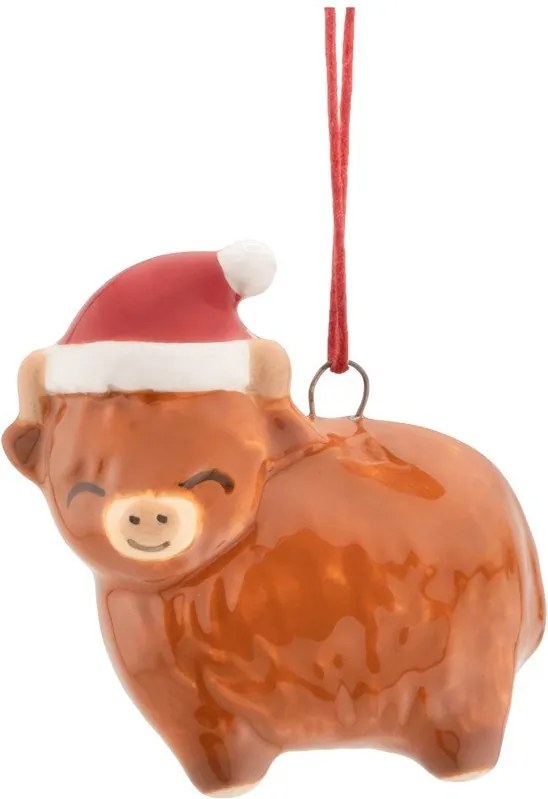 Keramická vánoční ozdoba 4,5 cm Highland Cow – Sass &amp; Belle