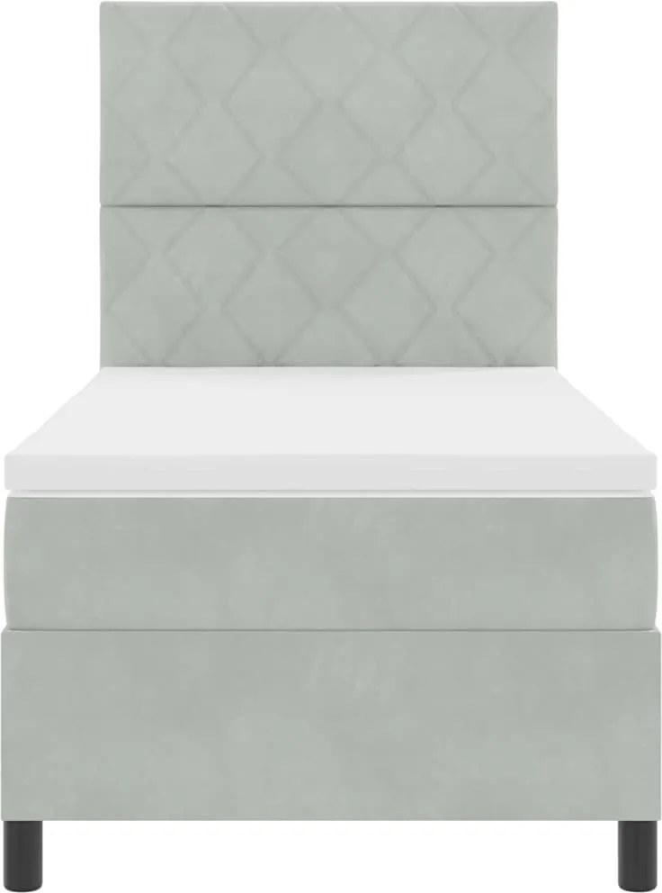 Postel s boxspringem s polštářem Světle šedá 90 x 190 cm samet 3339866