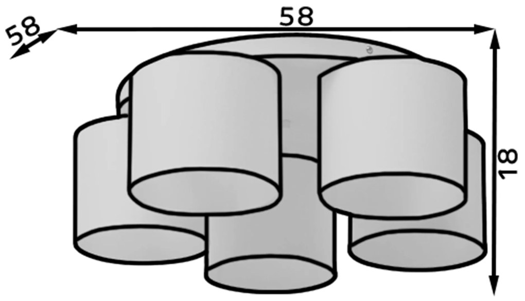 Eltap Moderní stropní osvětlení Vespillo 5, 58x58x18cm bílá/zlatá