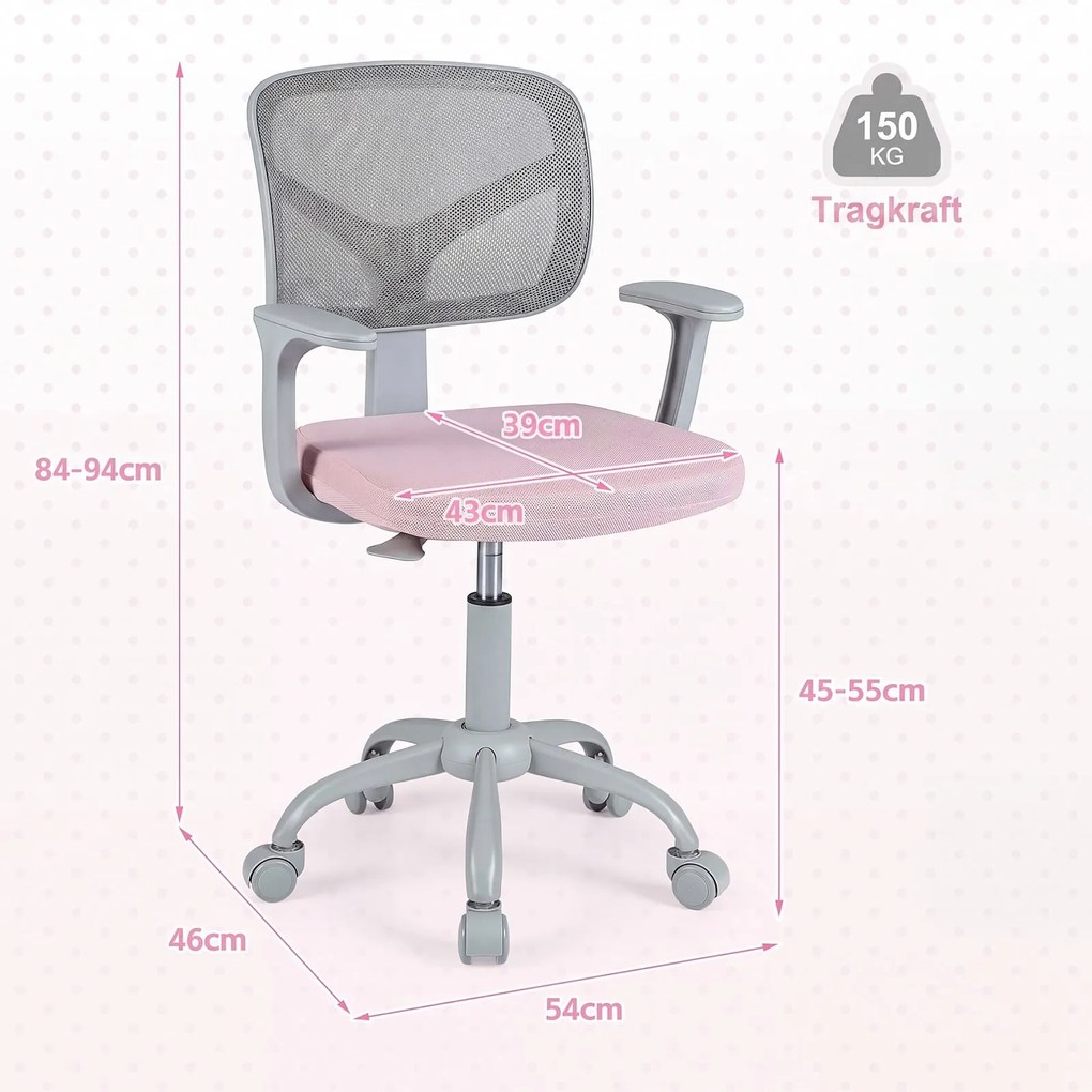 Costway Ergonomická dětská psací židle s nastavitelnou výškou a samosvornými