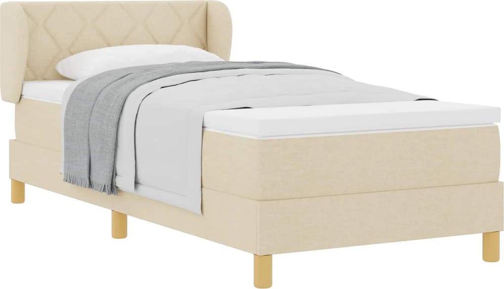 Postel s boxspringem s čelo Krémová 100 x 200 cm textil 3340267