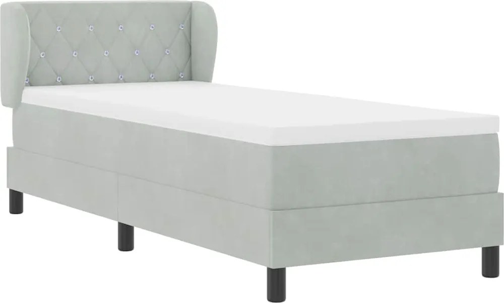 Postel s boxspringem s čelo Světle šedá 80 x 200 cm samet 3340304