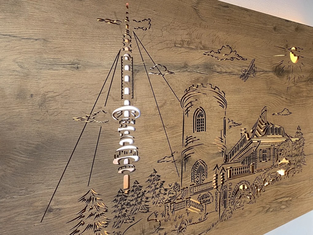 Li-Go "Kleť" světelný obraz 230V 90x62cm provedení povrchu: dub světlý