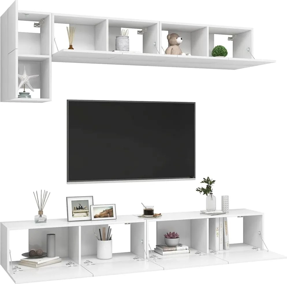5dílný set TV skříněk bílý kompozitní dřevo 3078694