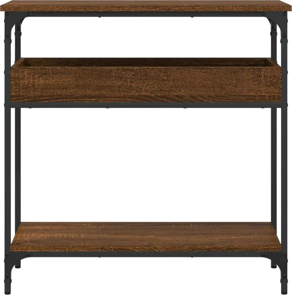 vidaXL Konzolový stolek s policí hnědý dub 75 x 29 x 75 cm kompozit [837716]