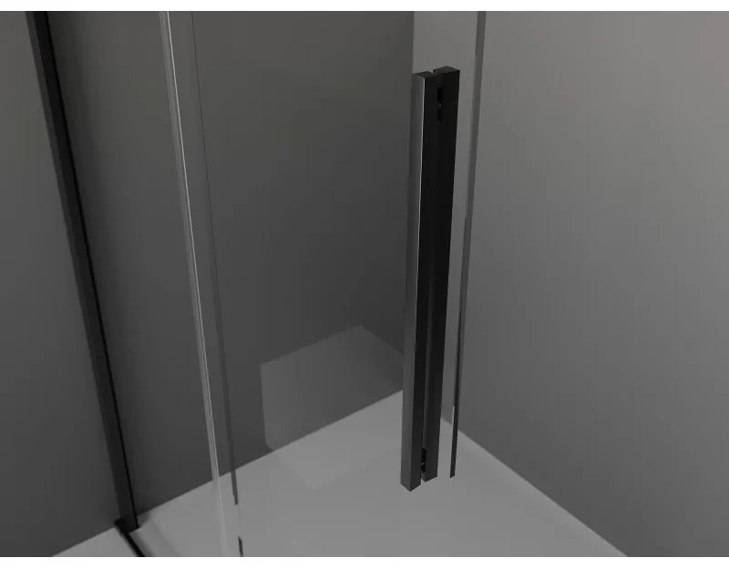 Mexen Velar, sprchová zástěna s posuvnými dveřmi Walk-in 130 x 200 cm, 8mm šedé sklo, černá matná, 871-130-000-43-70