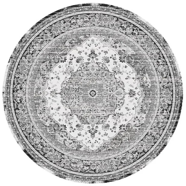 Designový kulatý koberec Maile 200 cm černo-bílý