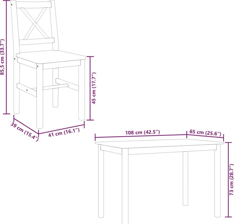 vidaXL 5dílný jídelní set a bílý [240883] Barva: Bílá