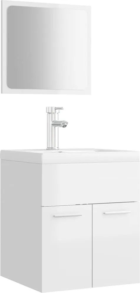 Set koupelnového nábytku bílý s vysokým leskem dřevotříska 3071312