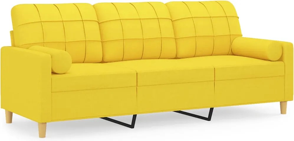 3místná pohovka s polštáři světle žlutá 180 cm textil 3200795