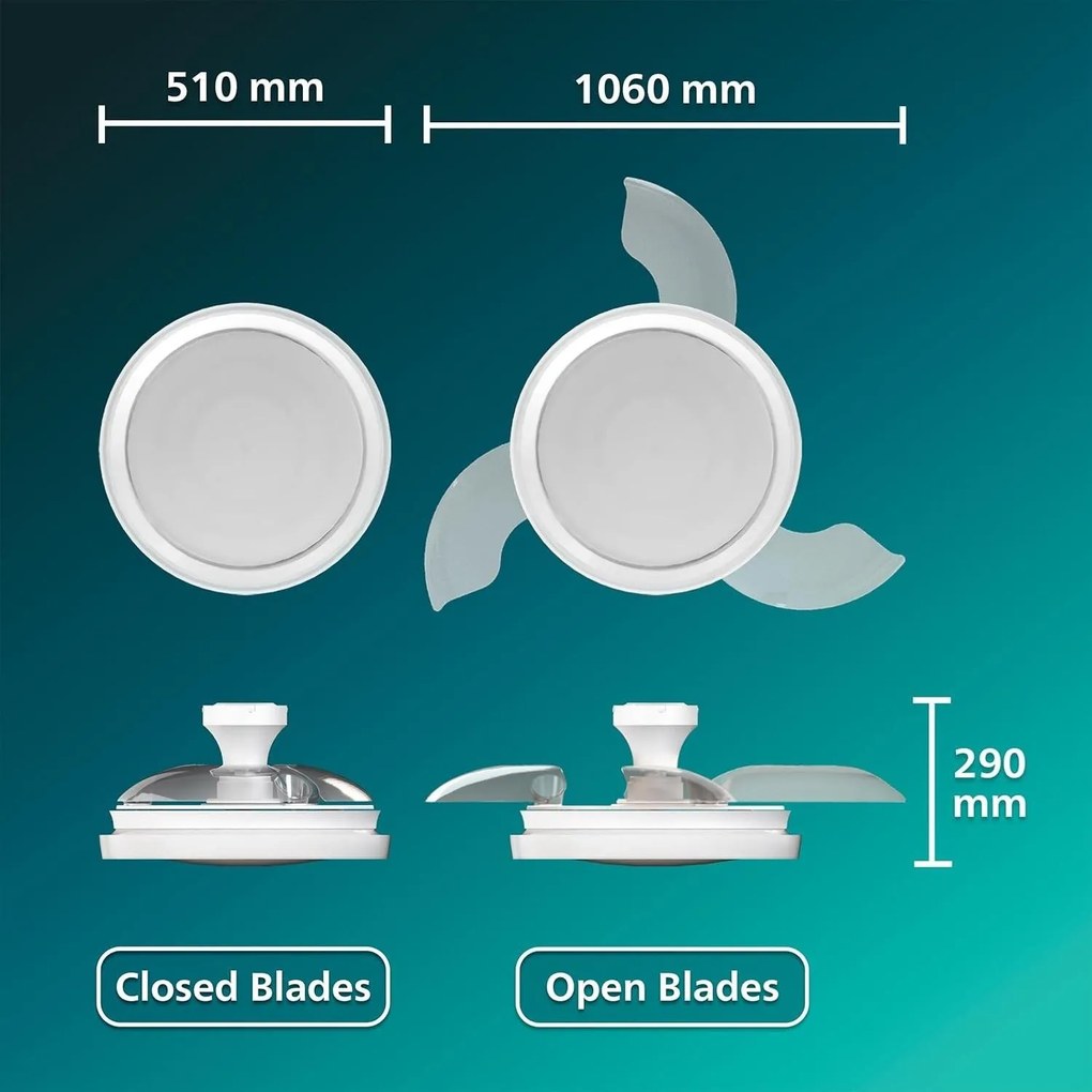 PH 8721103096029 Bliss DC stropní ventilátor a svítidlo 28W+35W bílý - PHILIPS