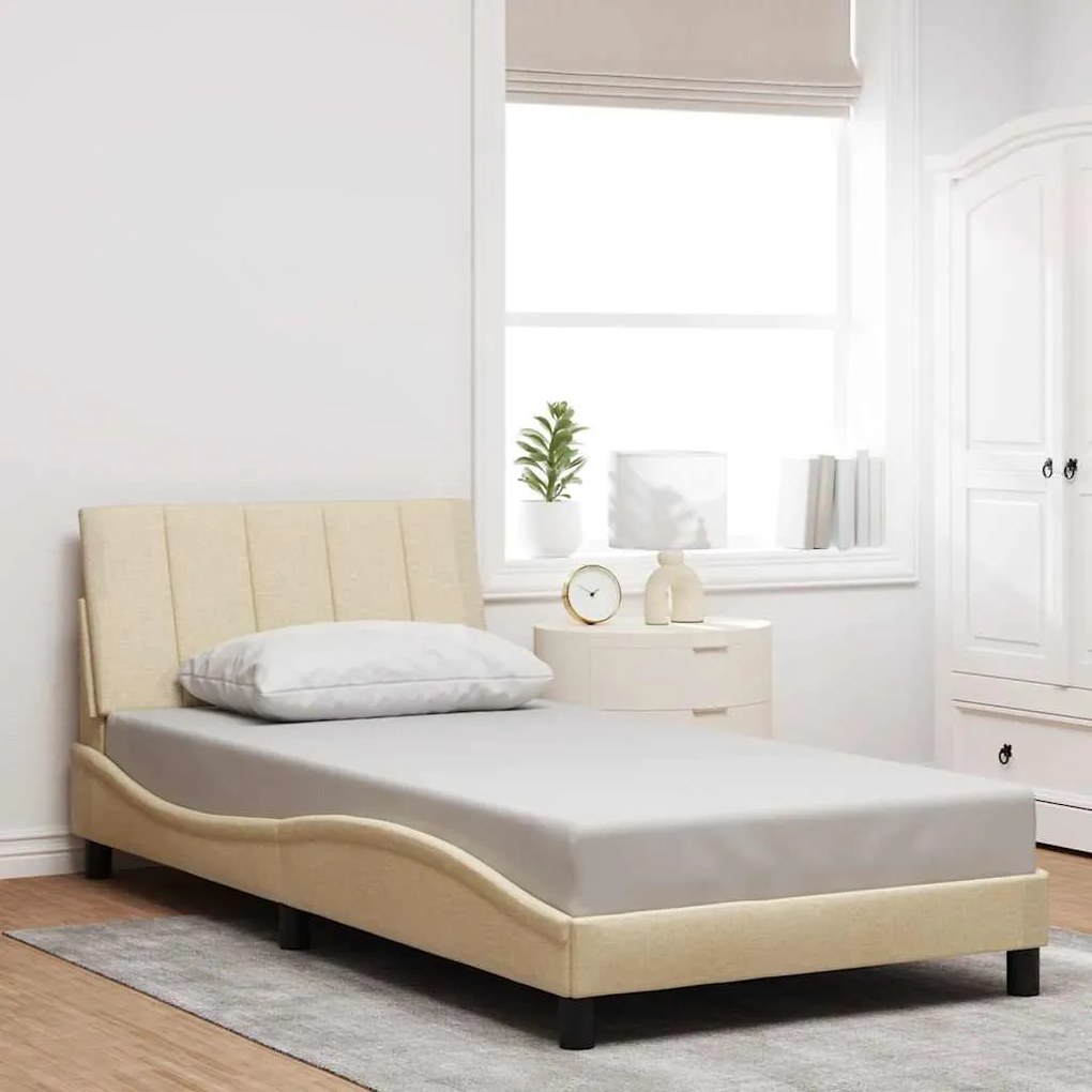 Rám postele bez matrace Hanko krémová 100 x 200 cm textil 3310375