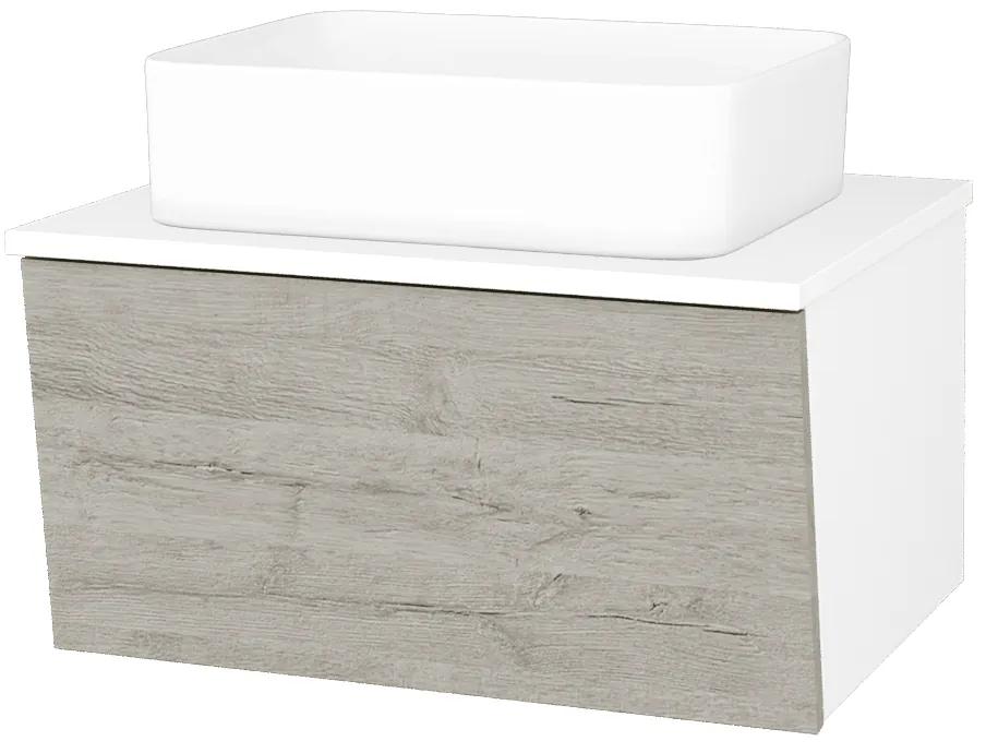 Dřevojas Koupelnová skříň INVENCE SZZ 65 (umyvadlo Joy) Varianta: L01 Bílá vysoký lesk / D16 Beton tmavý
