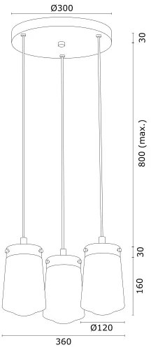Argon 6164 - Lustr na lanku PASADENA 3xE27/15W/230V zlatá/bílá
