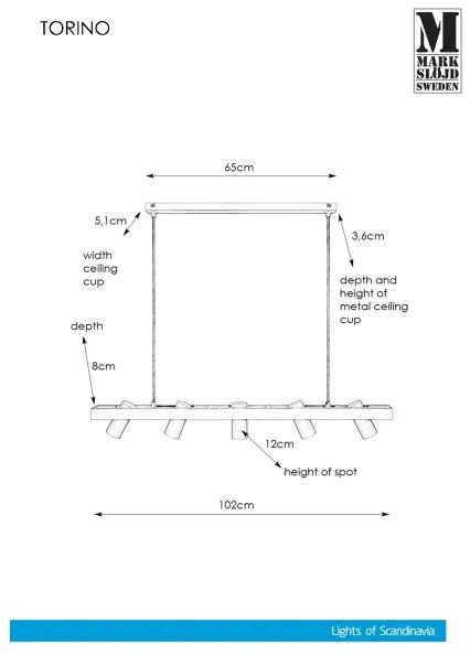 Markslöjd 107783 - Lustr na lanku TORINO 5xGU10/7W/230V