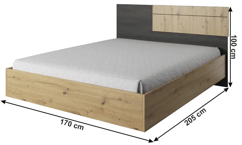 Kondela Ložnicová sestava (postel+2x noční stolek+skříň), dub artisan/černá borovice norská, BAFRA
