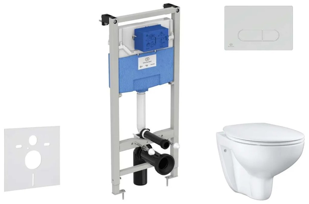 Ideal Standard ProSys - Set předstěnové instalace, klozetu a sedátka  Bau Ceramic, tlačítka Oleas M1, Rimless, SoftClose, chrom mat ProSys120M SP65