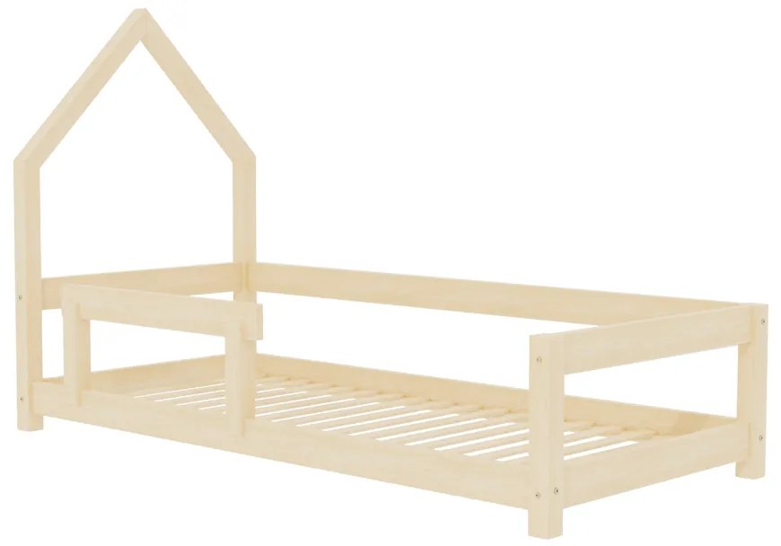 Benlemi Dětská postel domeček POPPI s bočnicí Zvolte barvu: Bílá, Zvolte rozměr: 120x180 cm, Zvolte stranu: Vlevo