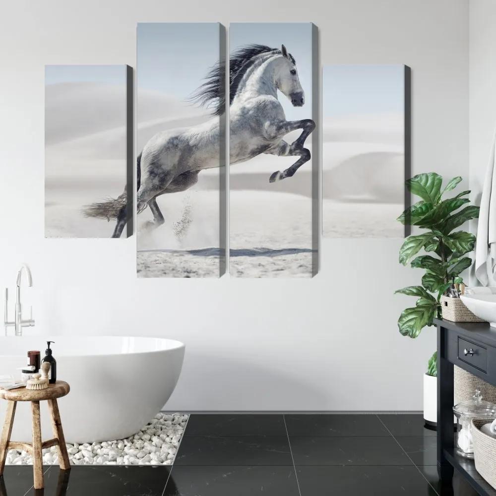 Vícedílný obraz Kůň V Poušti 3D Nedostatek Nedostatek Přírodní plátno 80x60