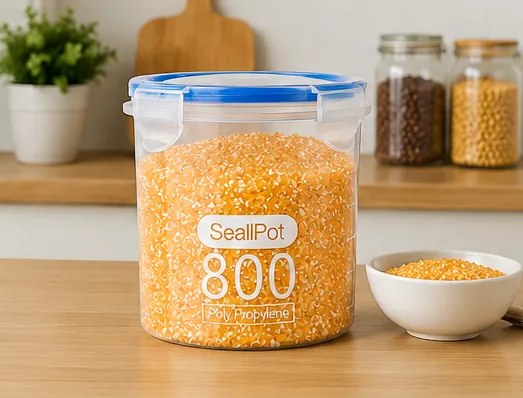 dóza na potraviny, objem 0,8 l, s víkem, plast, 11x10x10 cm, průhledná, Dekorino DP20260019
