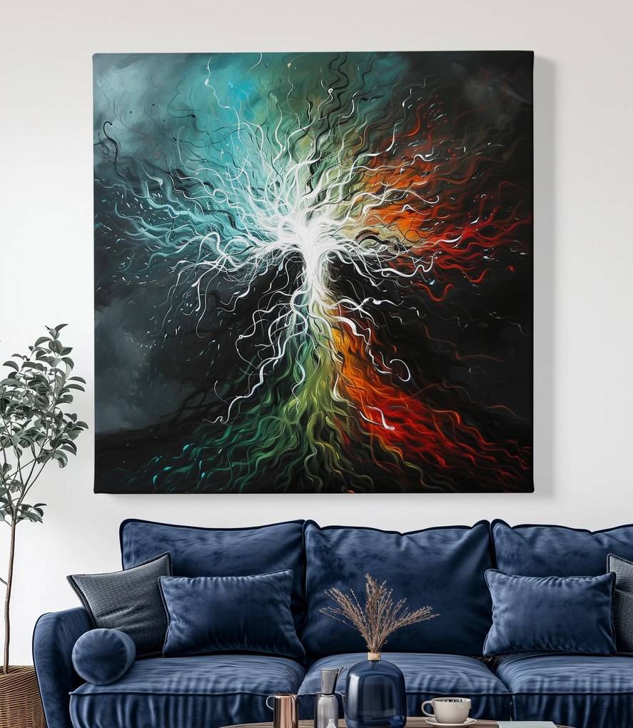 Obraz na plátně - Strom života Bílý průsvit FeelHappy.cz Velikost obrazu: 140 x 140 cm