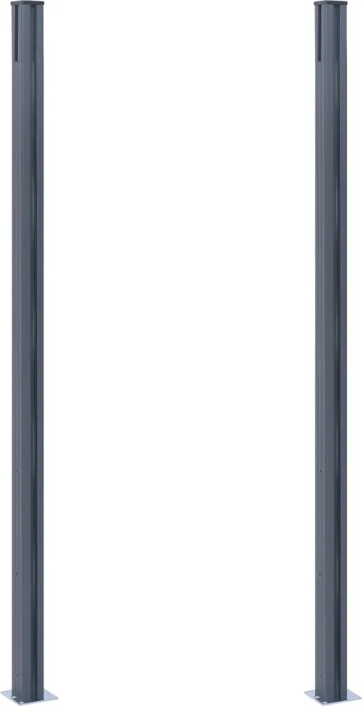 Plotové sloupky tmavě šedé 2 ks 185 cm hliník 148986