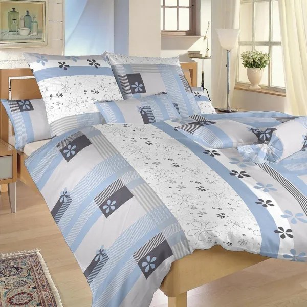 Dadka Povlečení satén Flér šedomodrá  200x220, 2x70x90 cm