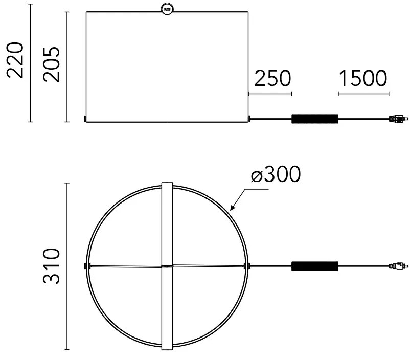 Flos To-Tie T3, černá designová lampička se stmívačem, 10W 2700K, průměr 30cm, výška 22cm