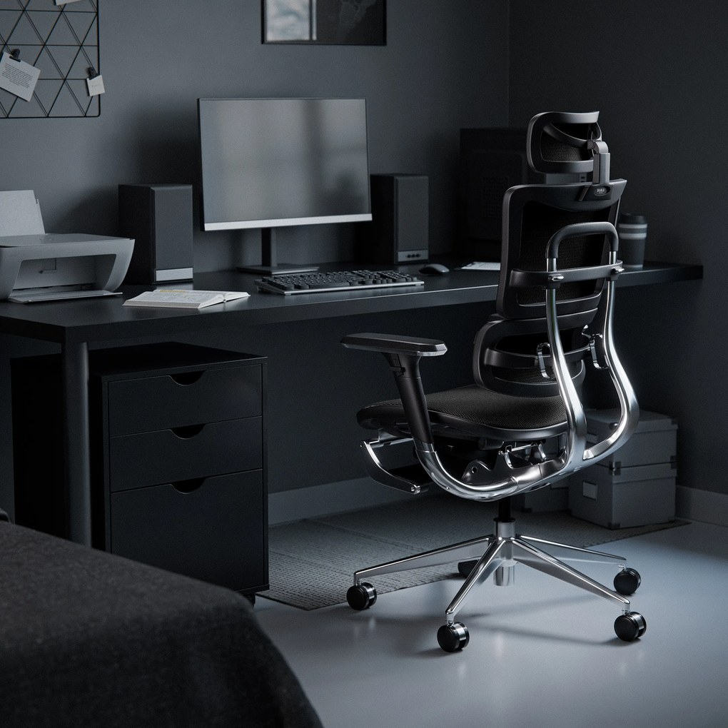 Ergonomická kancelářská židle s podnožkou Normal Size, černá: Diablo V-Master