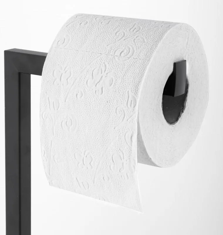 Erga Trapa, hranatý držák WC papíru se zásobníkem na toaletní papír, černá matná, ERG-YKA-P.TRAPA-BLK