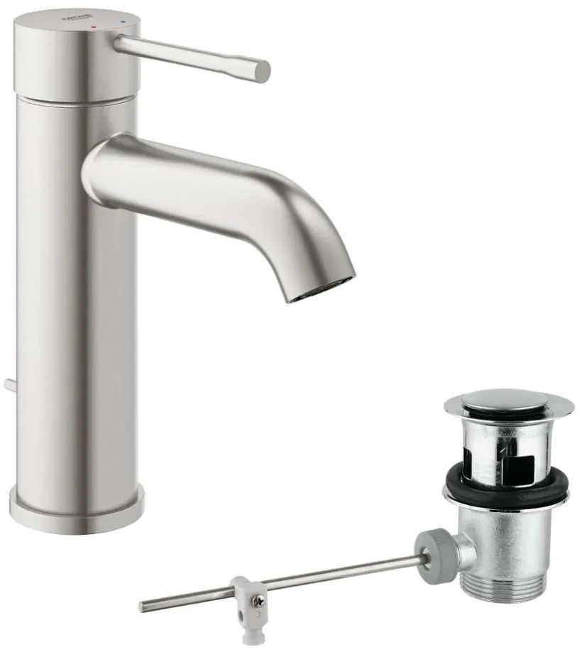 Grohe Essence - Páková umyvadlová baterie s výpustí, supersteel 23589DC1