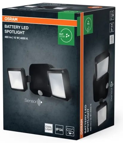 Osram - LED Venkovní nástěnný reflektor se senzorem BATTERY 2xLED/5W/4xD IP54