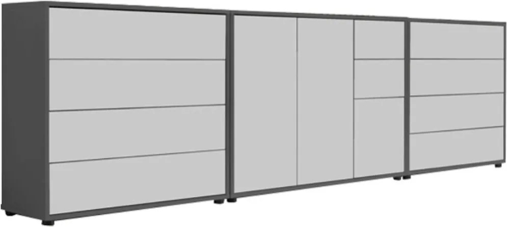 XXXLutz ŠIROKÁ KOMODA, antracitová, bílá, 263,5/73/33 cm MID.YOU - Široké komody - 001067013203