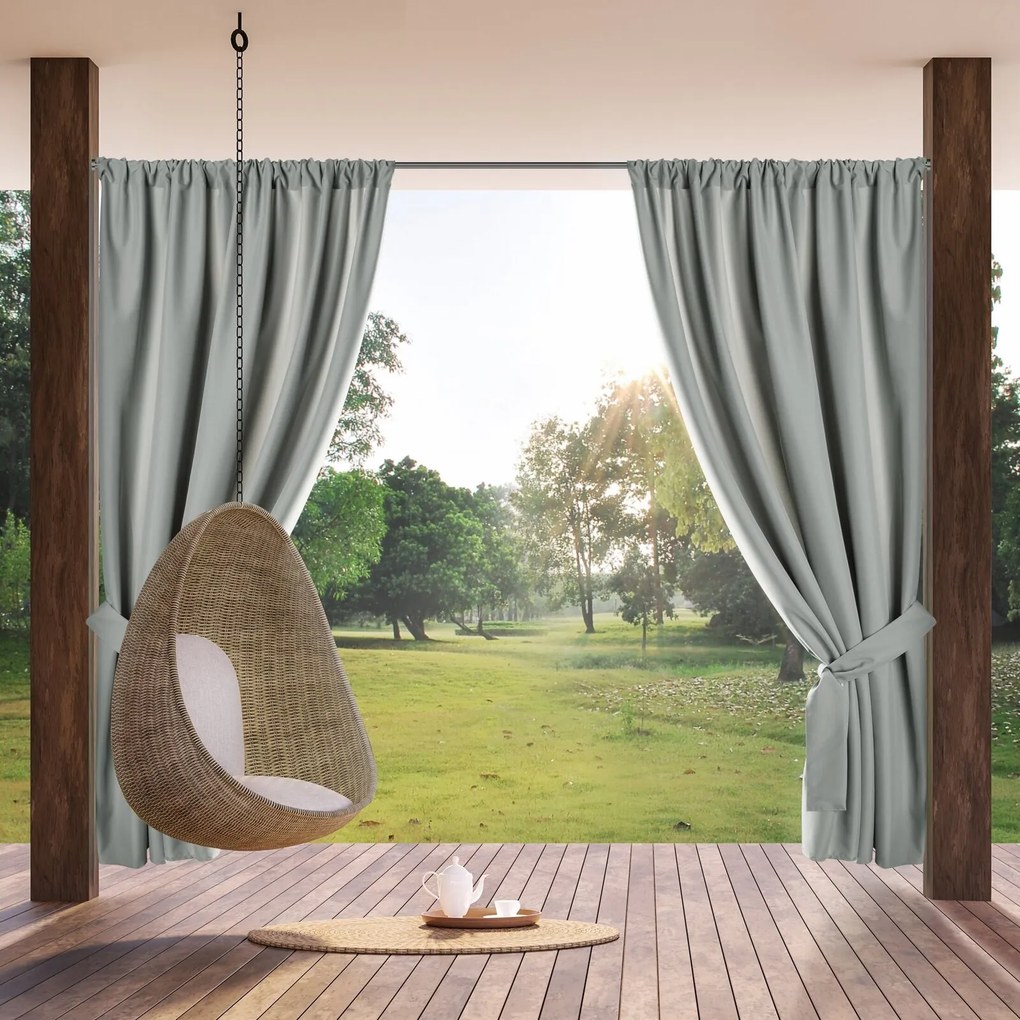 ZAHRADNÍ VODĚODOLNÝ ZÁVĚS NA PÁSCE GARDEN 155X200 CM SVĚTLEŠEDÁ