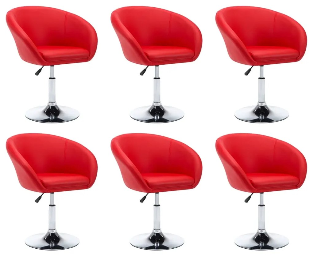 275592 vidaXL Otočné jídelní židle 6 ks červené umělá kůže