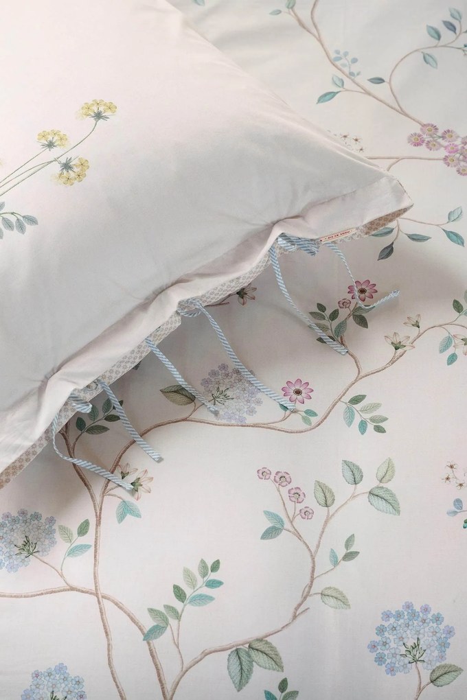 Pip Studio perkálové povlečení Desi Garden White - 140 x 200 + 70x90, bílá (Luxusní bílé perkálové povlečení na jednolůžko)