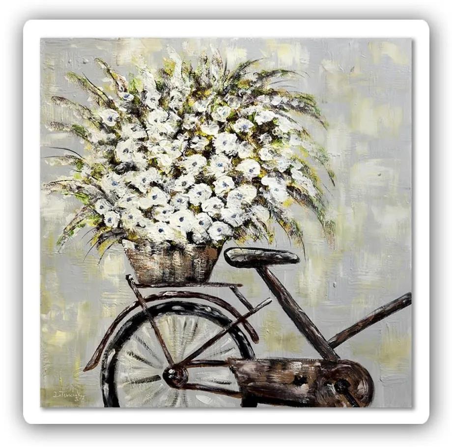 CARO Kovový obraz - Flowers On A Bike 40x40 cm