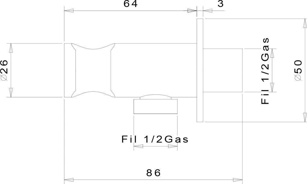 Sapho, Držák sprchy kulatý, pevný, s vyústěním, černá matná, SG203NE
